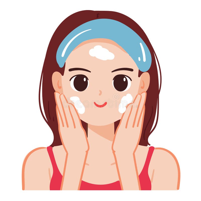 Cute Girl Illustration Washing Her Face Stock Vector - Illustration of ...