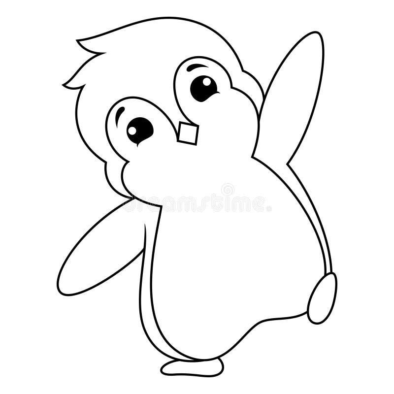 Penguin cartoon line art stock vector. Illustration of penguin - 266374643