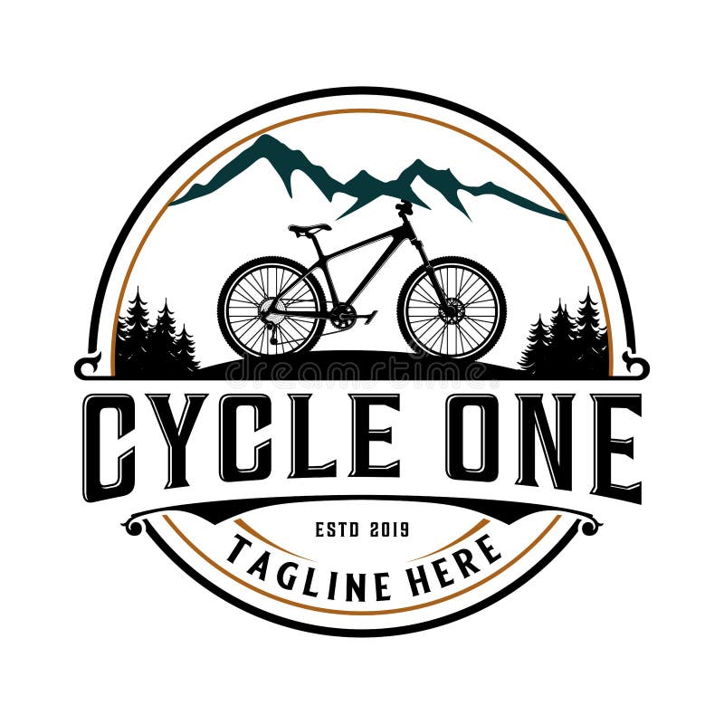 Mountain Bike Emblem Logo Vector. Bicycle Vector Illustration, Tree ...