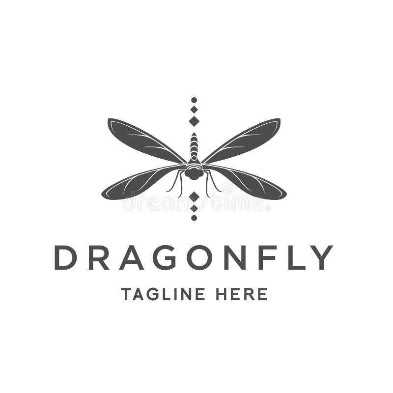 Dragonfly Logo Design Concept, a Flying Dragonfly Icon in Black Color ...