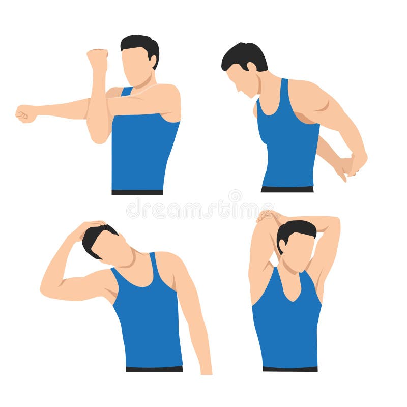 Man Stretching Her Neck, Arms and Shoulders. Hand. Flat Vector Stock ...