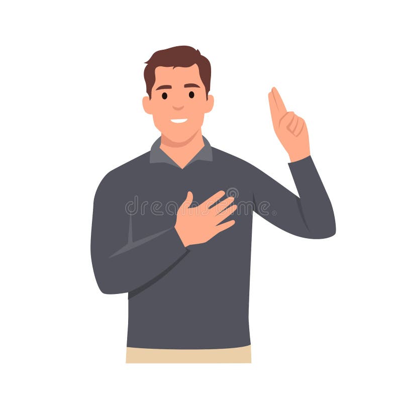 Young Man Keeping Hands on Chest. Smiling Friendly Man Expressing Stock ...