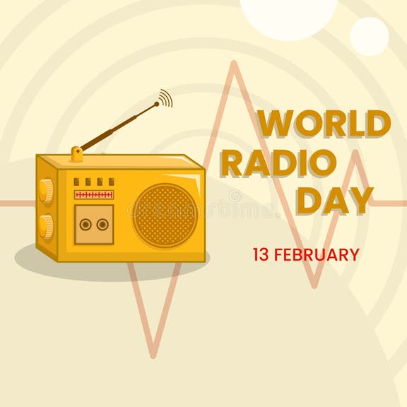 Yellow Radio Icon for World Radio Day Design Templete. Simple, 3d and ...