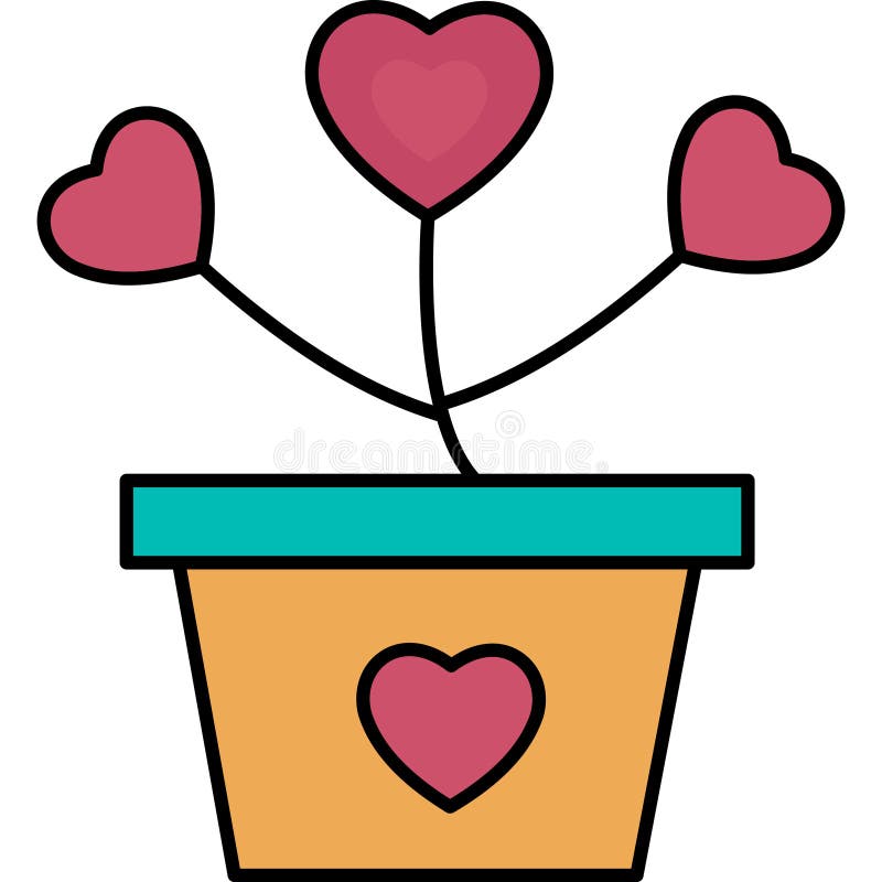 Love Pot Which Can Easily Edit or Modify Stock Vector - Illustration of ...