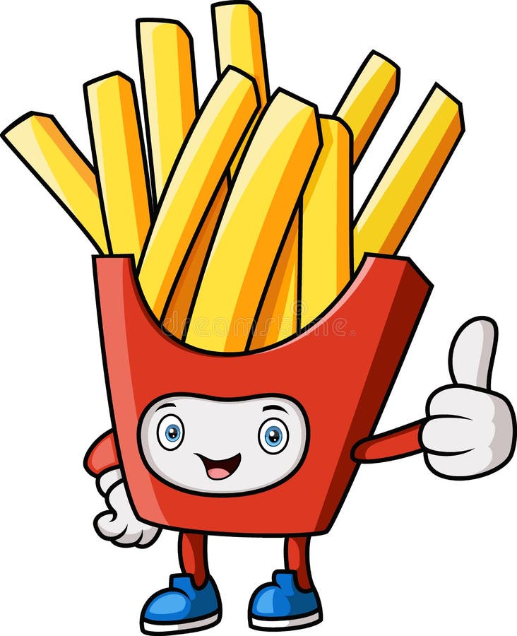 Cute Happy French Fries Giving Thumb Up Stock Vector - Illustration of ...