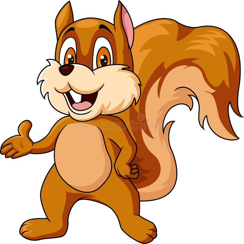 Happy Squirrel Cartoon Waving Hand Stock Vector - Illustration of ...