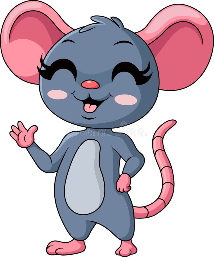 Cute Little Mouse Cartoon Waving Hand Stock Vector - Illustration of ...