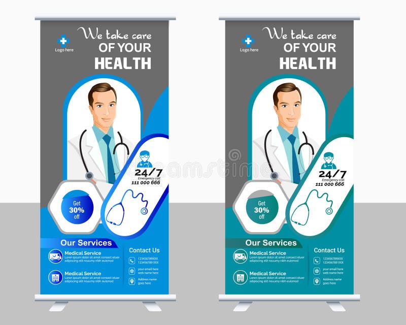Healthcare and Medical Roll Up and Standee Design Banner, Corporate ...