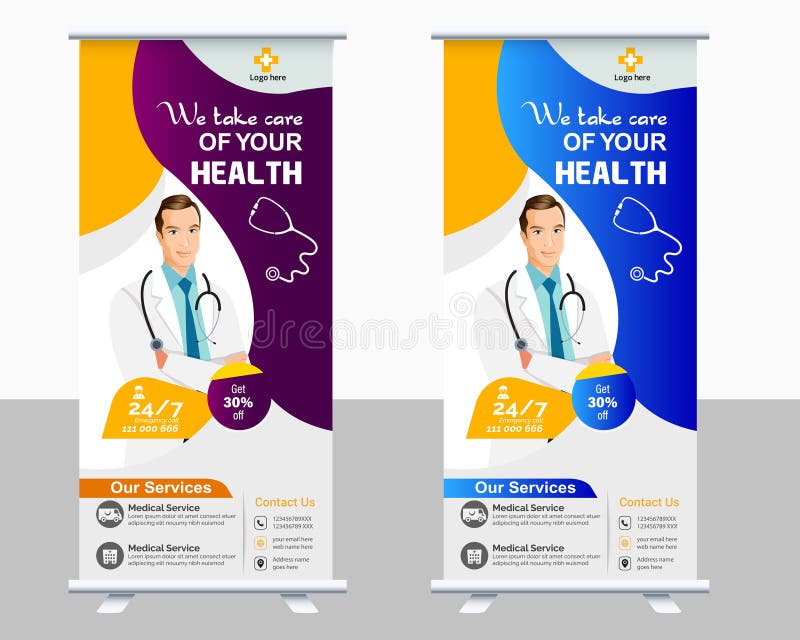 Healthcare and Medical Roll Up and Standee Design Banner, Corporate ...