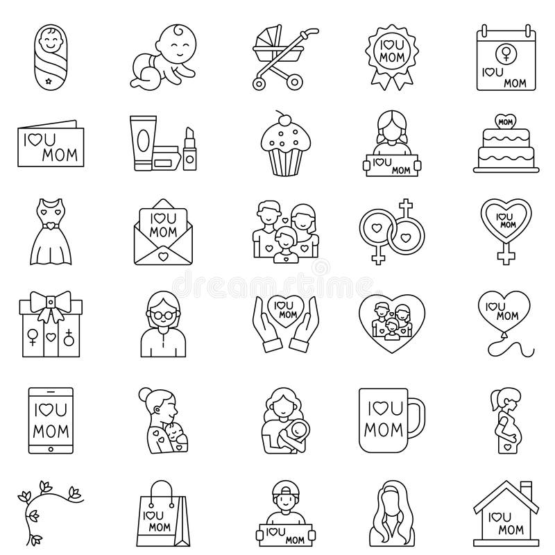 Mother Day ICons packs stock illustration. Illustration of marketing ...