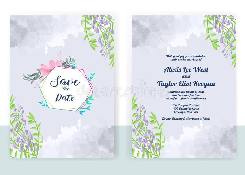 Invitation Card with Beautiful Blooming Floral Watercolor Background ...
