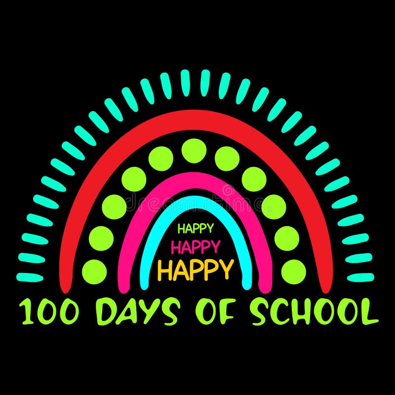 Happy 100 Days of School, Typography Design for Kindergarten Pre K ...
