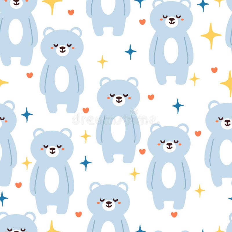 Seamless Pattern Cute Happy Bear. Cute Animal Wallpaper for Textile ...