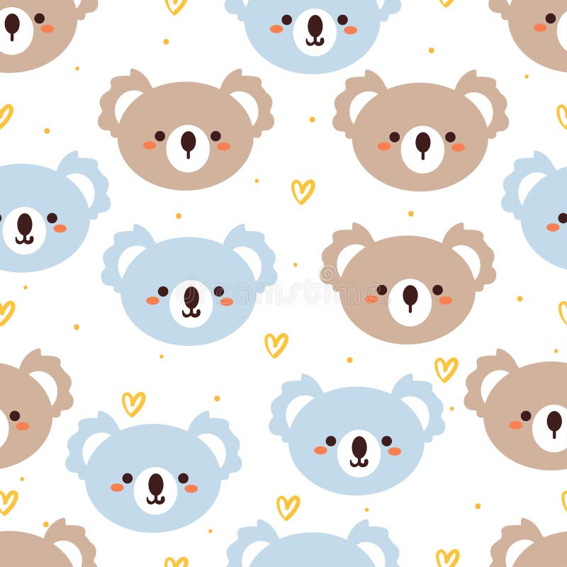 Seamless Pattern Cartoon Koala. Cute Animal Wallpaper for Textile, Gift ...