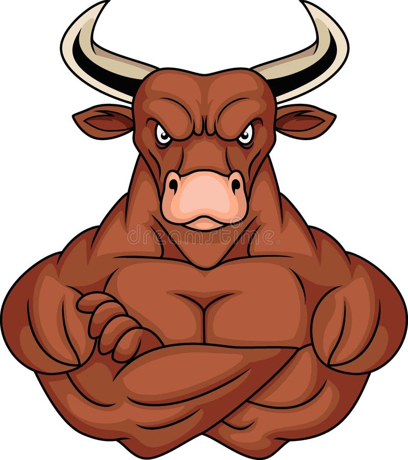 Strong Buffalo Cartoon Mascot Character Stock Vector - Illustration of ...