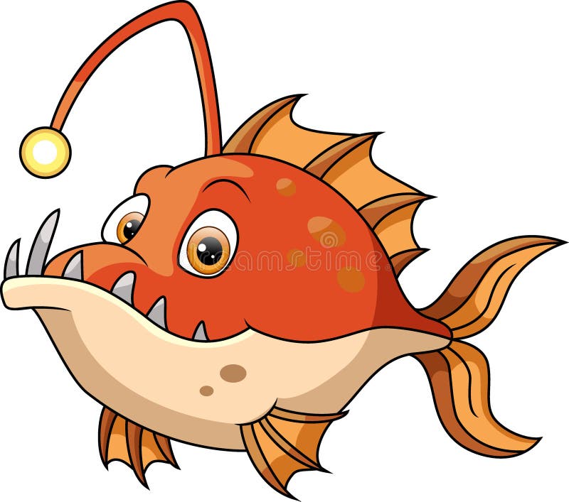 Cute Angler Fish Cartoon on White Background Stock Vector ...
