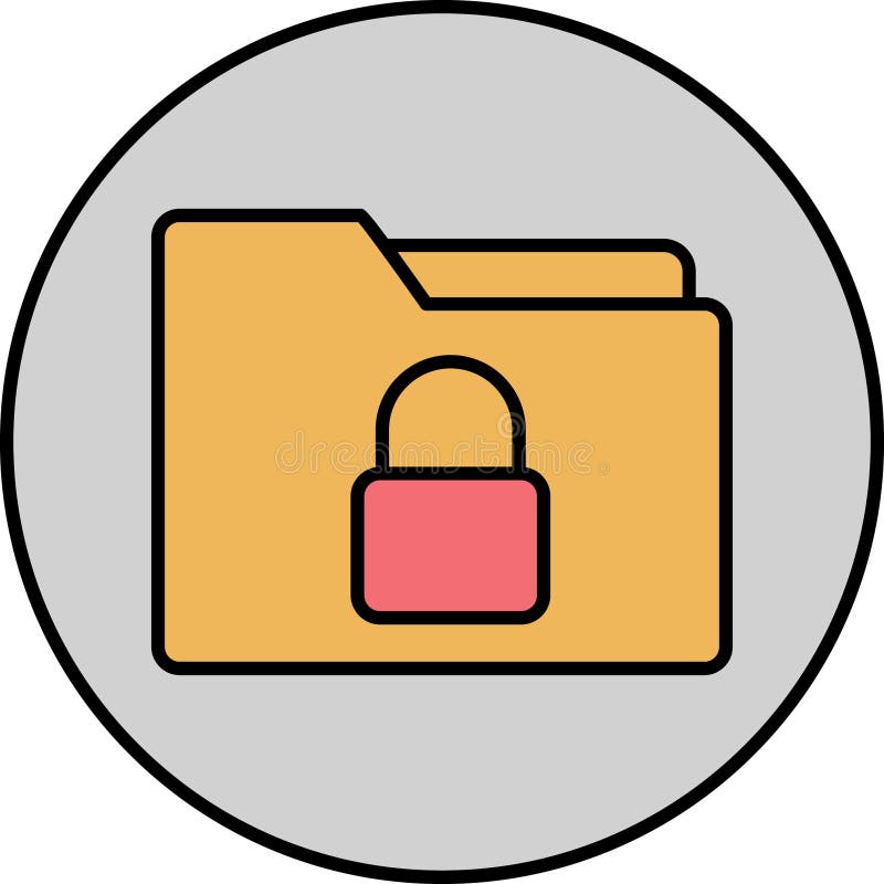 Folder Lock Which Can Easily Edit or Modify Stock Vector - Illustration ...