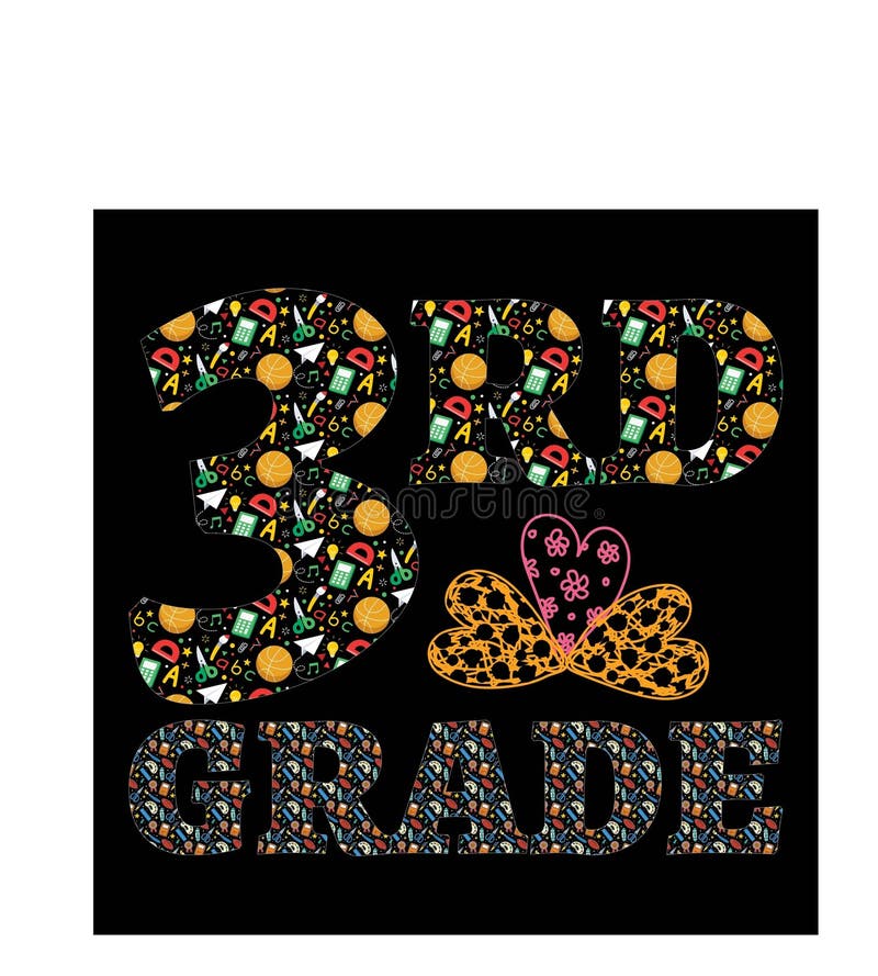 3rd Grade, Typography Design for Kindergarten Pre K Preschool Stock ...