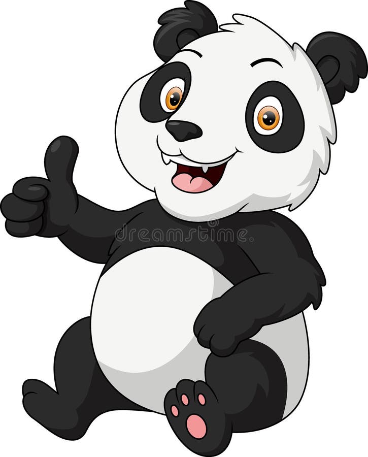Cute Little Panda Cartoon Giving Thumb Up Stock Vector - Illustration ...