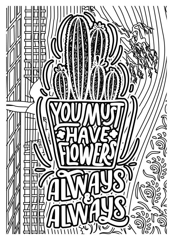 Flower Quote Coloring Pages for Adults, Flower Coloring Page Design ...