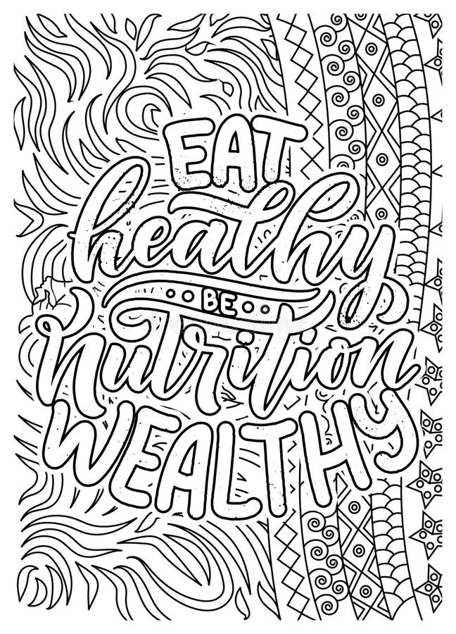 Nutrition Inspirational Quote Coloring Pages for Adults, Nutrition ...
