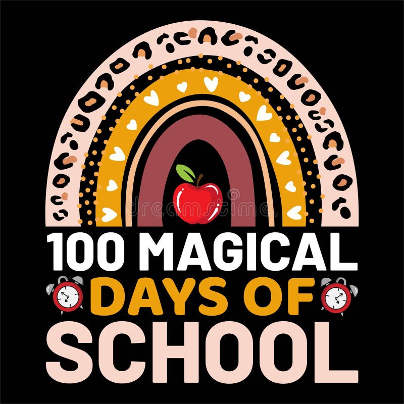 100 Magical Days of School, Typography Design for Kindergarten Pre K ...