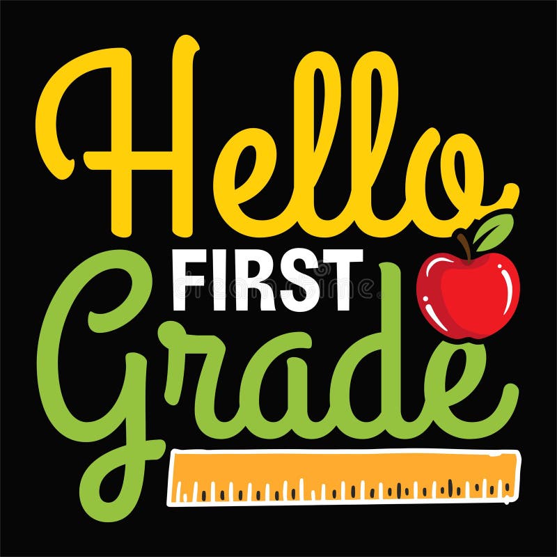 Happy First Grade, Typography Design for Kindergarten Pre-k Preschool ...