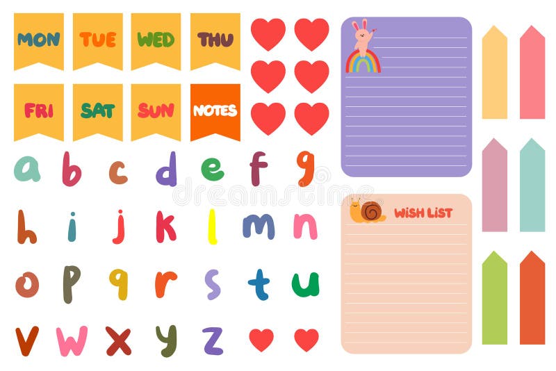 Cute Planner Stickers, Alphabet Sticker, Note, Tape, for Student Note ...