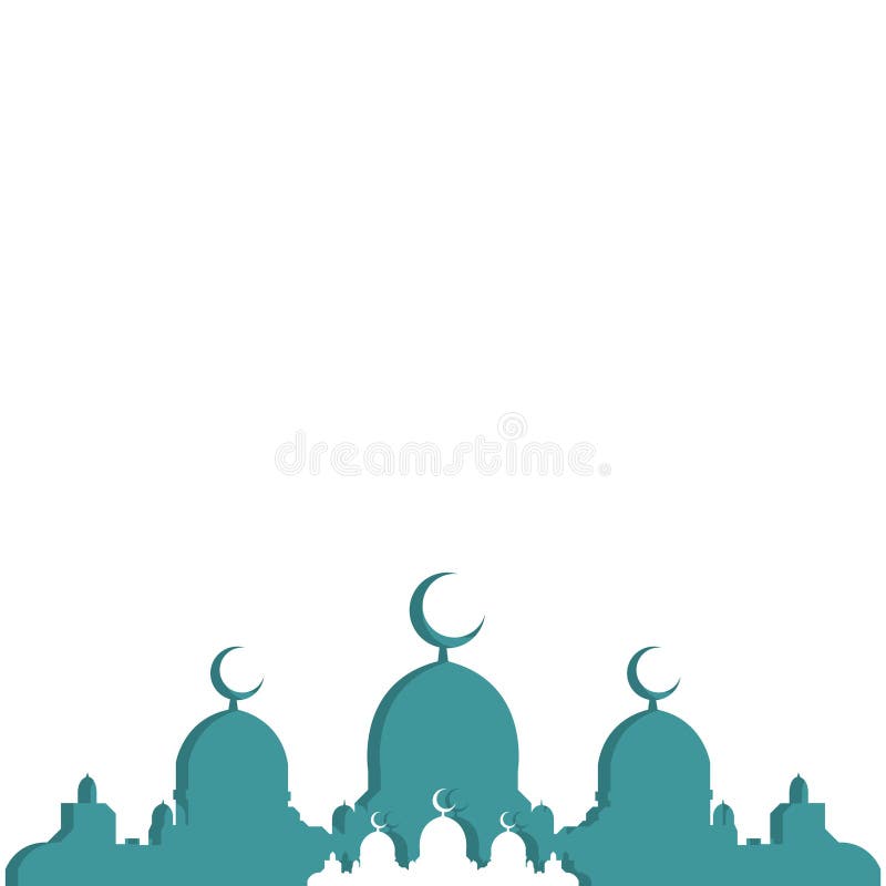 Mosque Background with Colored Domes and Minarets and with Shadow ...