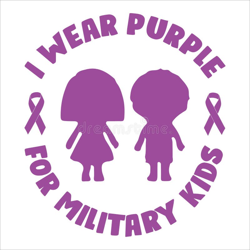 I Wear Purple Up for Military Kids, Military Child Typography T-shirt ...