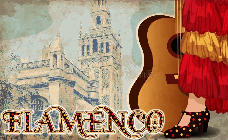 Flamenco Greetong Banner with Spanish Flag, Vector Stock Vector ...