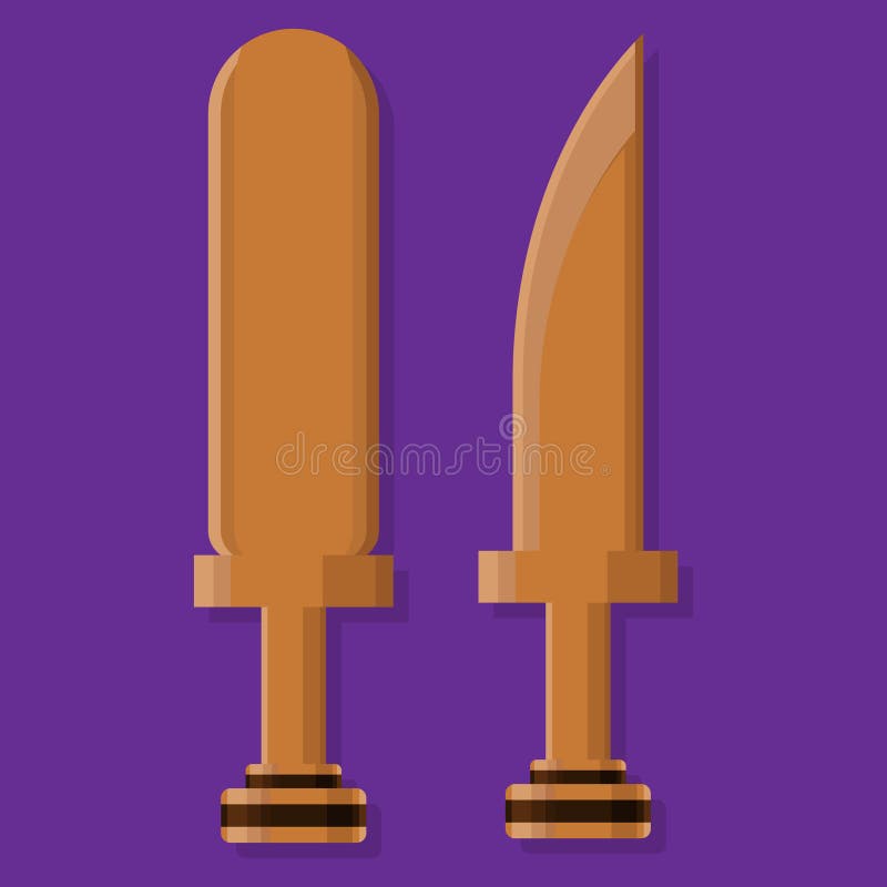 Vector Illustration of Two Wooden Swords in Different Styles Stock ...