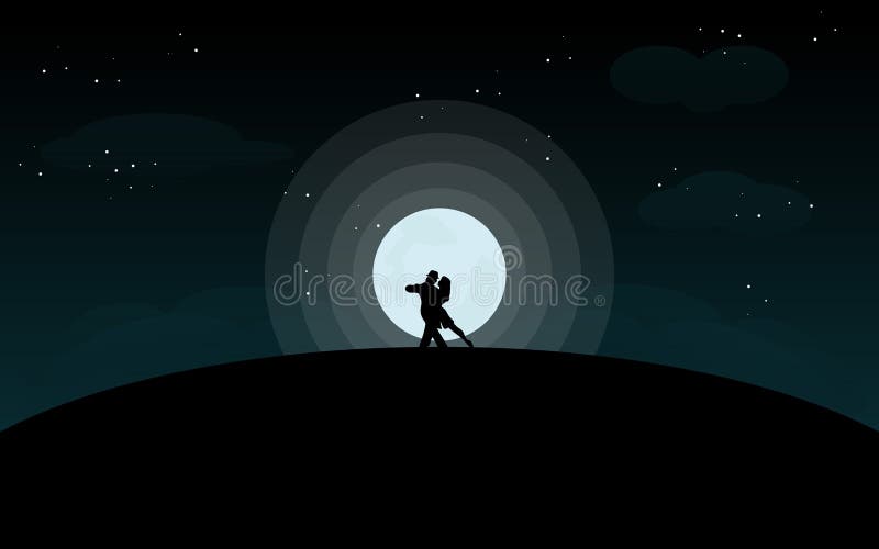Vector Illustration of a Couple Dancing at Night Stock Vector ...