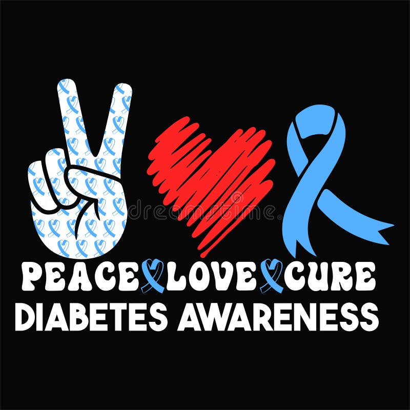 Peace Love Cure Diabetes Awareness, (White Red Blue) Stock Vector ...