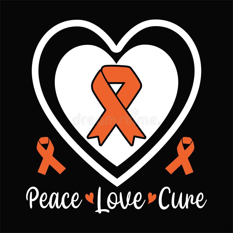 Peace Love Cure, (White Orange) Typography Design Stock Vector ...