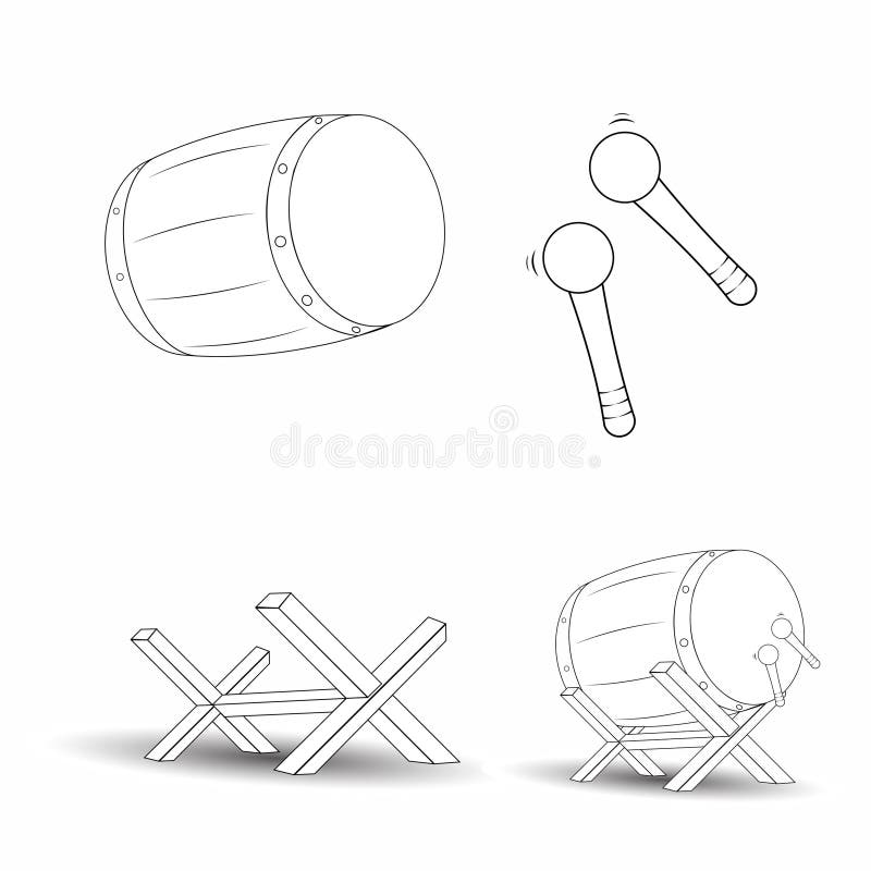 Illustration Vector Graphic of Outline Simple Brown Beduk Set Stock ...