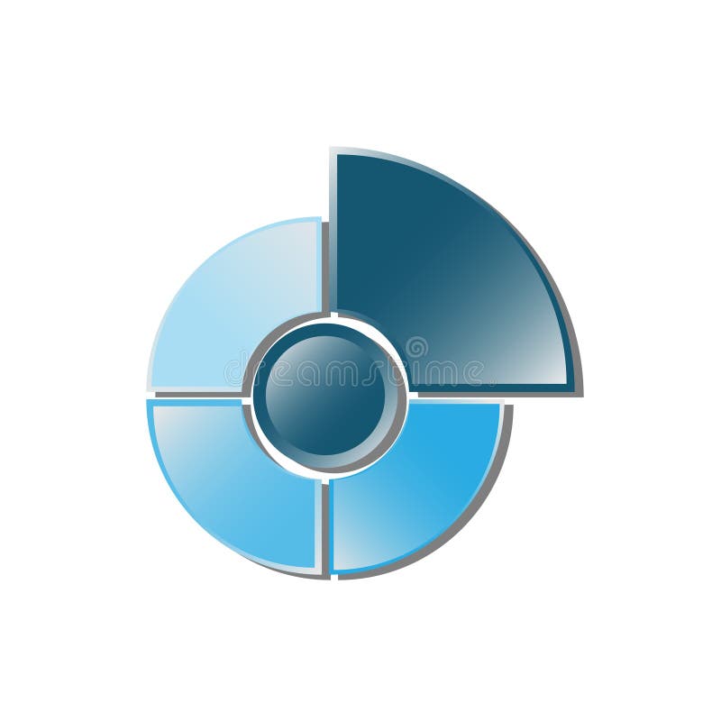 Illustration Vector Graphic of 3d Blue Quarter Circle Diagram Stock ...