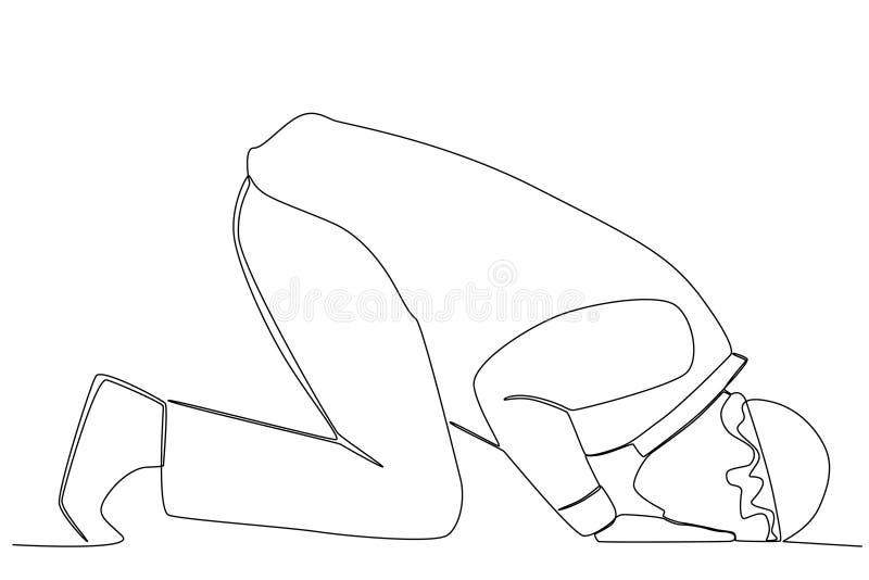 Side View of a Man Prostrating during Salat Stock Vector - Illustration ...