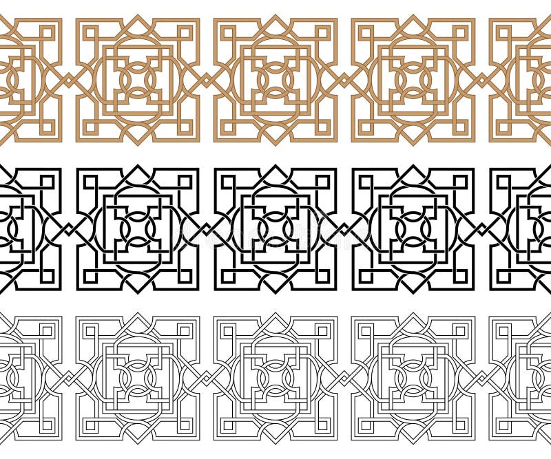 Color and Black Geometric Brushes, Islamic, Celtic Art Legacy. Stock ...