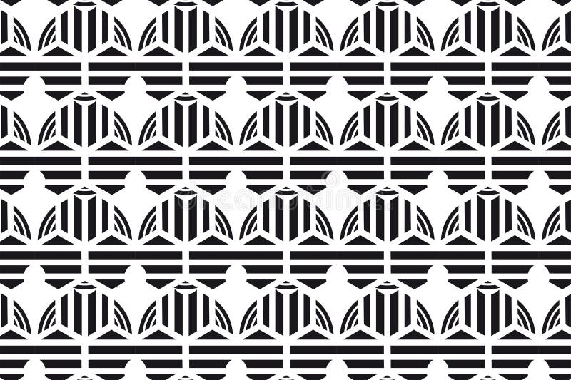 Seamless Monochrome Hexagonal and Quarter Circle Pattern Stock Vector ...