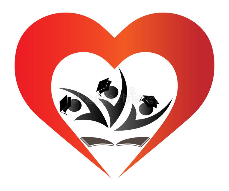 Higher Education Logo Flat Icon Vector Stock Image with Heart Shape ...