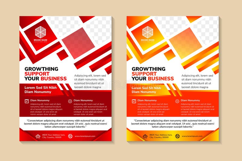 Growth Support Your Business Flyer Template Design with Red and Orange ...