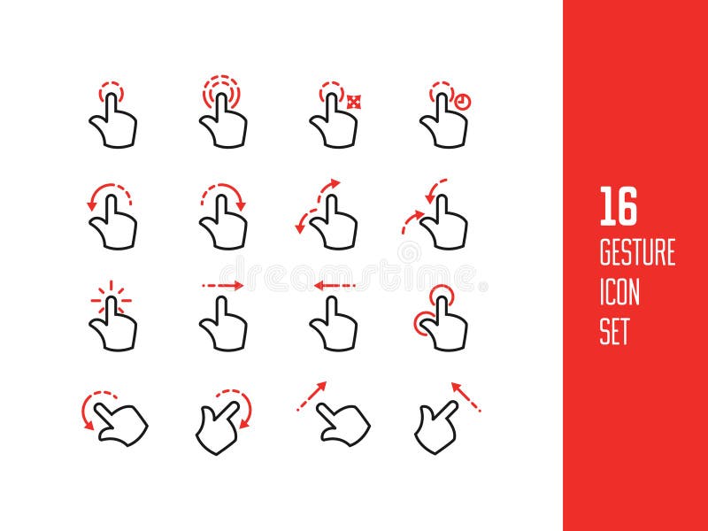 16 Gesture Icon Set stock vector. Illustration of technology - 277911197