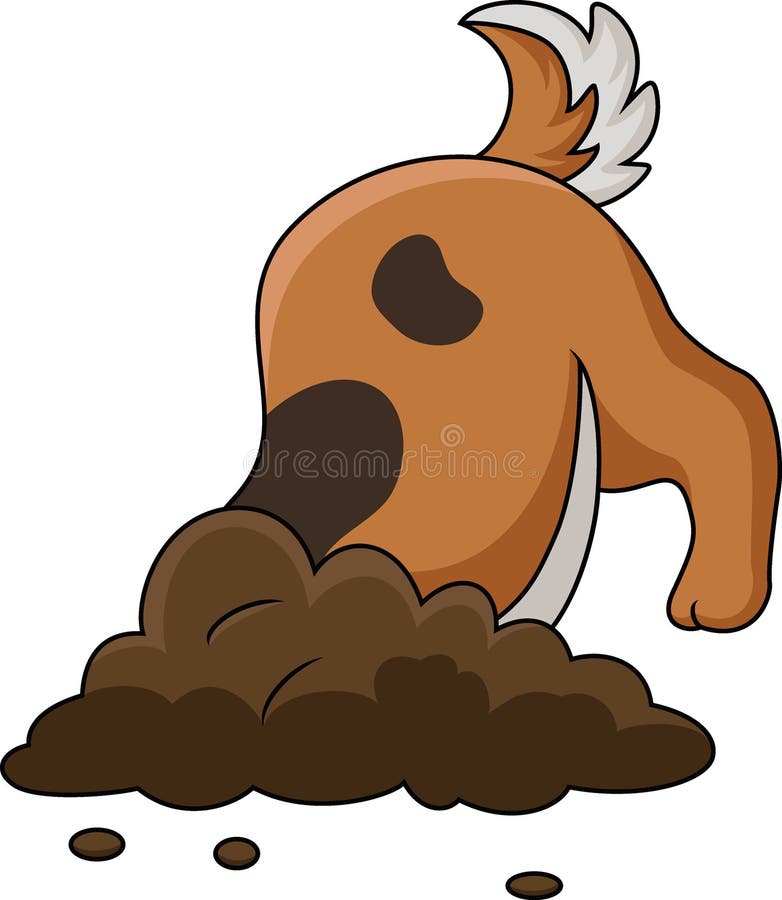 Cute Dog Digging a Hole in the Ground Stock Vector - Illustration of ...