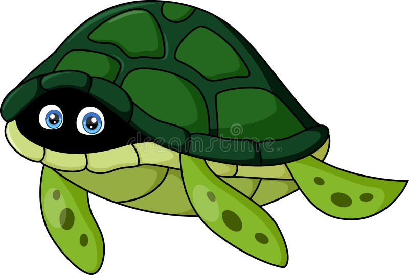 Cute Hiding Turtle Cartoon with Scared Eyes Stock Vector - Illustration ...