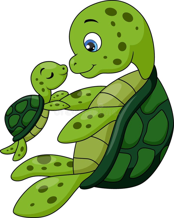 Cute Mother and Baby Turtle Cartoon Stock Vector - Illustration of ...