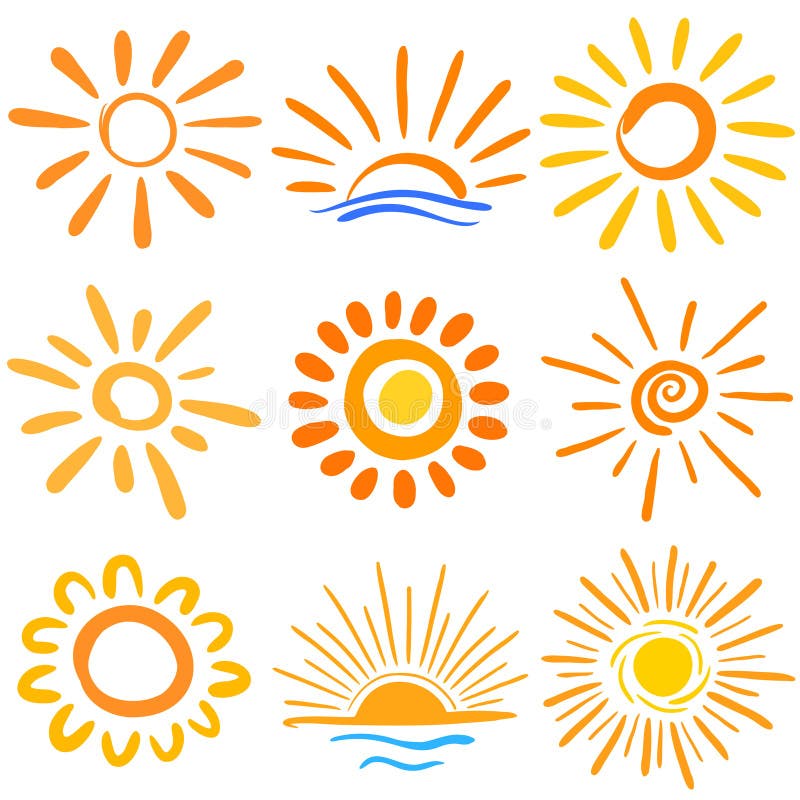 Sun color sketch set. stock vector. Illustration of sunlight - 278327591