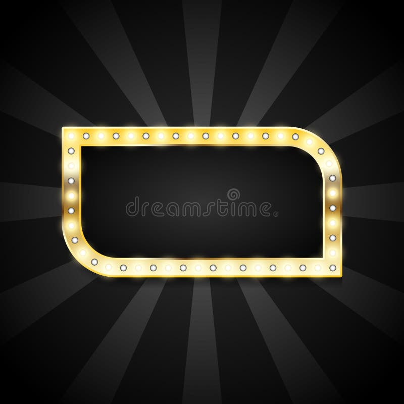 Empty Golden Banner with Lamp and Black Background Stock Vector ...