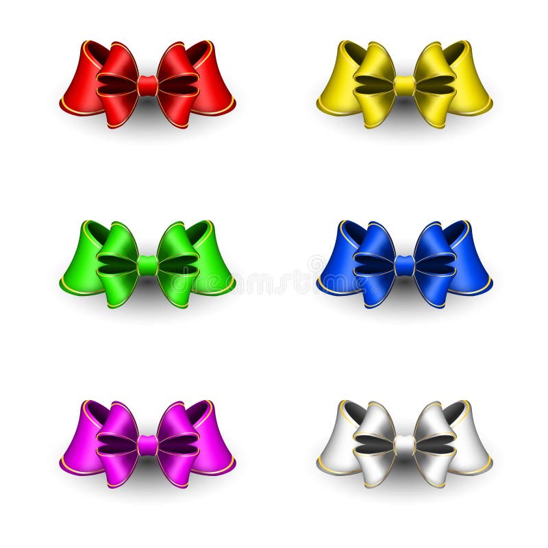 Set of Colorful Bows Isolated on White Background Stock Vector ...