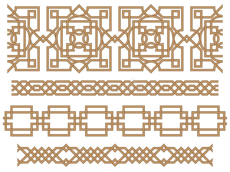 Seamless Geometric Brushes, Islamic, Celtic Art Legacy. Stock Vector ...